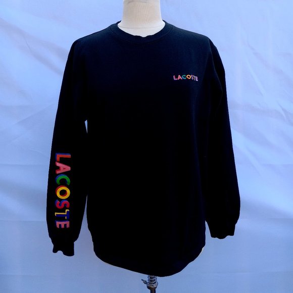 Lacoste | Shirts | Lacoste Arm Text Logo Long Sleeve Top In Black ...